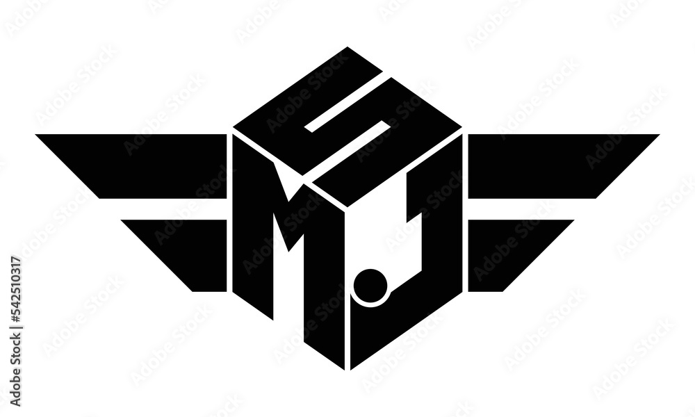 Smj Three Letter Gaming Logo In Polygon Cube Shape Logo Design Vector
