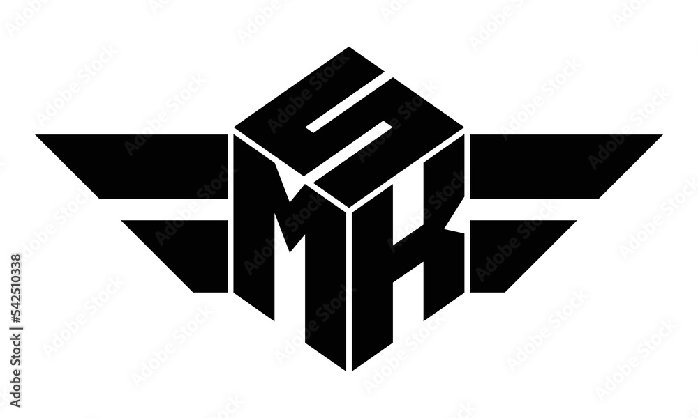 SMK three letter gaming logo in polygon cube shape logo design vector ...