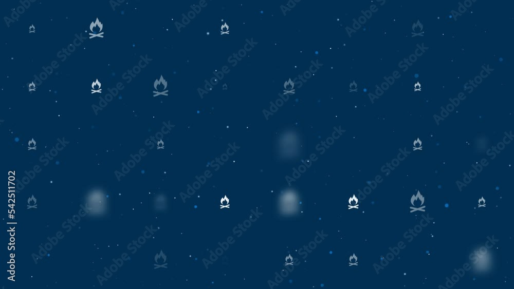 Template animation of evenly spaced bonfire symbols of different sizes ...