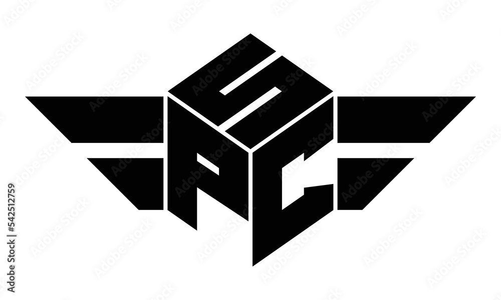 SPC three letter gaming logo in polygon cube shape logo design vector ...