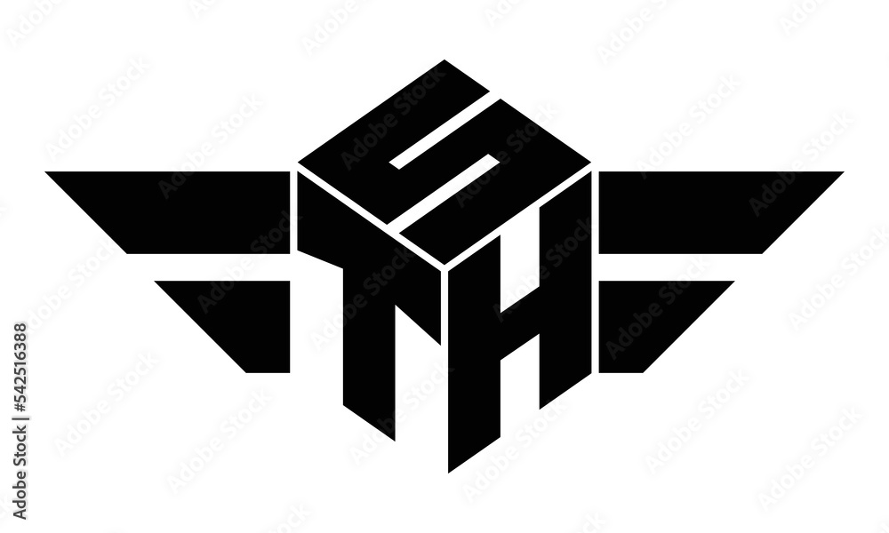 STH three letter gaming logo in polygon cube shape logo design vector ...