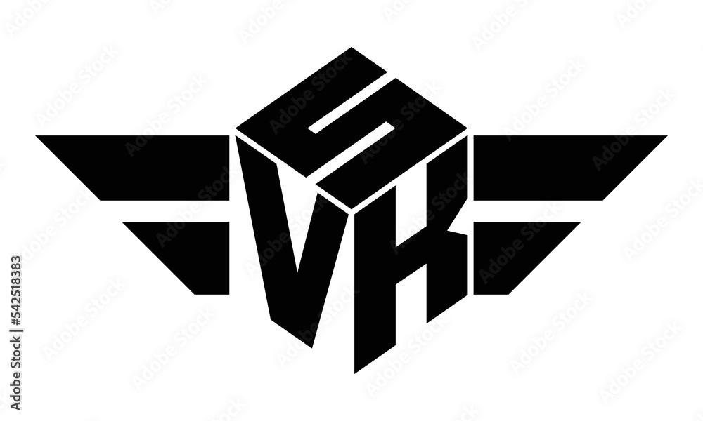 SVK three letter gaming logo in polygon cube shape logo design vector ...