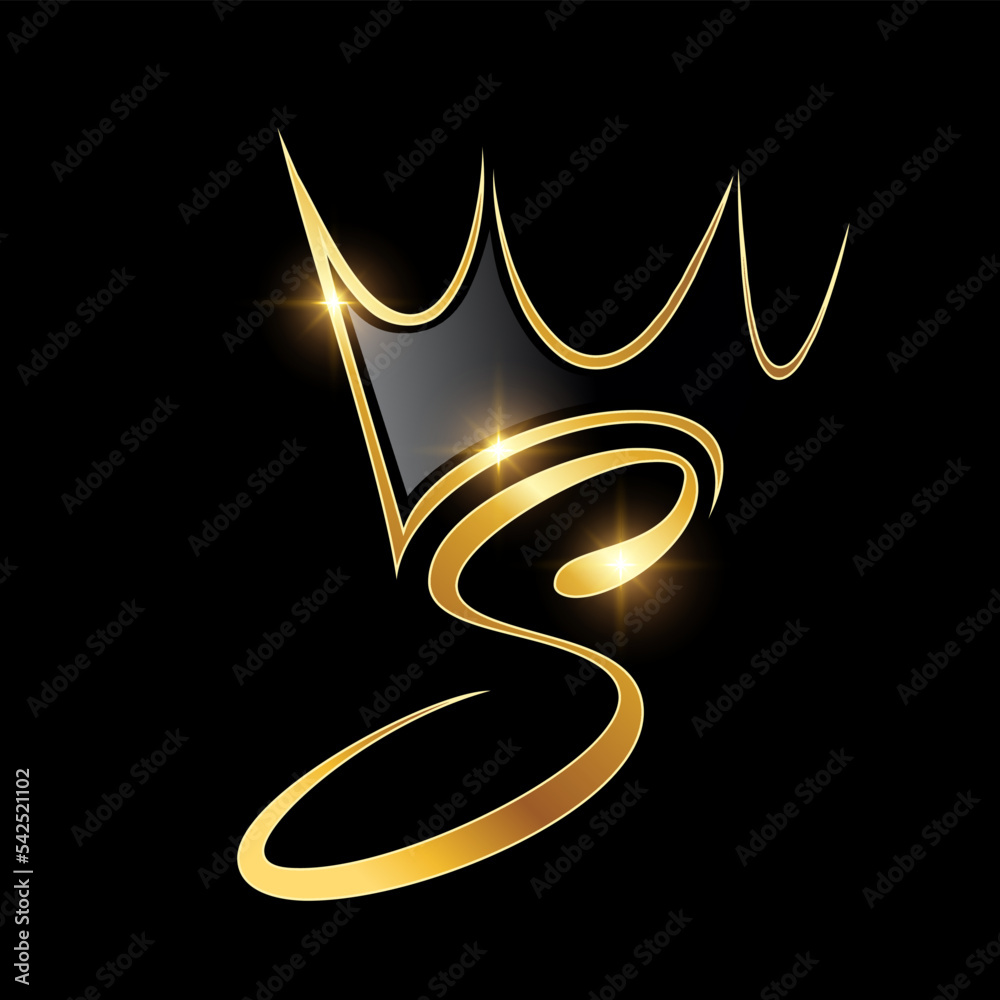 Gold Monogram Crown Logo Initial Letter S Stock Vector | Adobe Stock