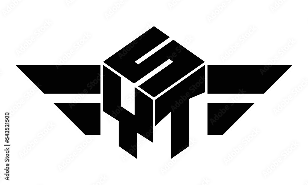 SYT three letter gaming logo in polygon cube shape logo design vector ...