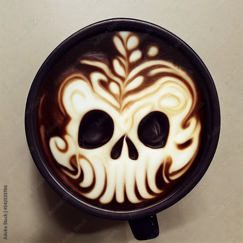 Skull Latte Art | Created Using Midjourney and Photoshop Stock ...