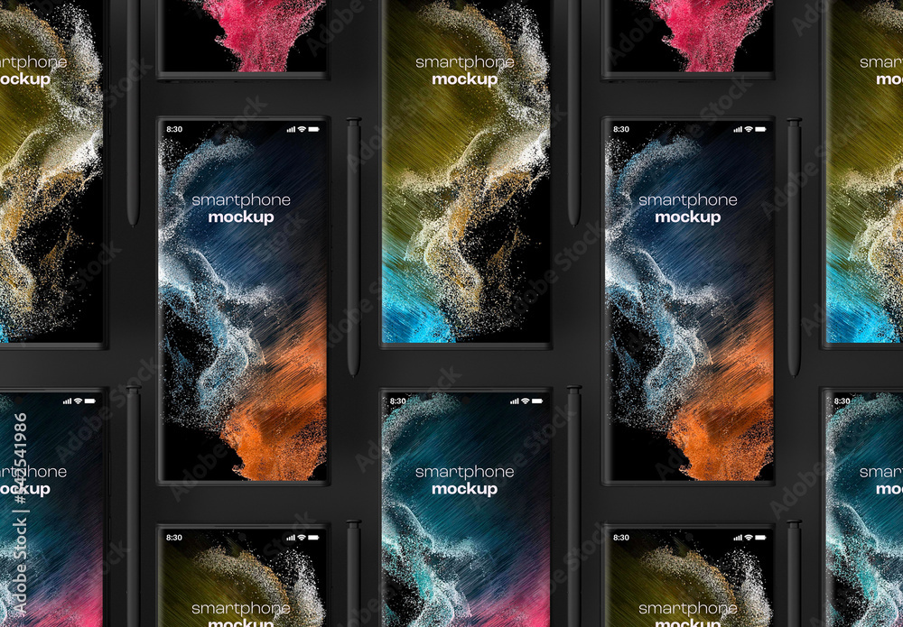 Multiple Smartphone Mockup Grid – Dynamic Top View Layout for App ...