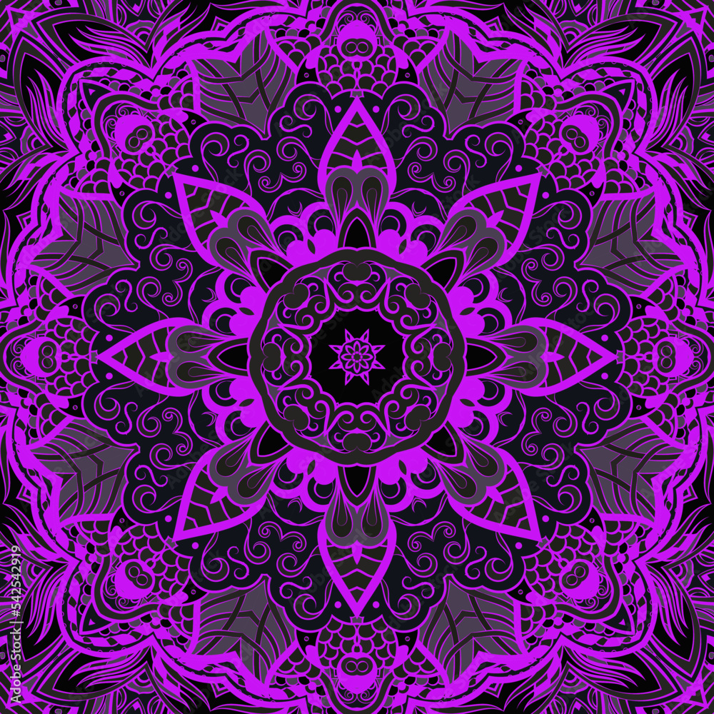 Seamless tile texture. Tracery mehndi design image. Dark toxic colors ...