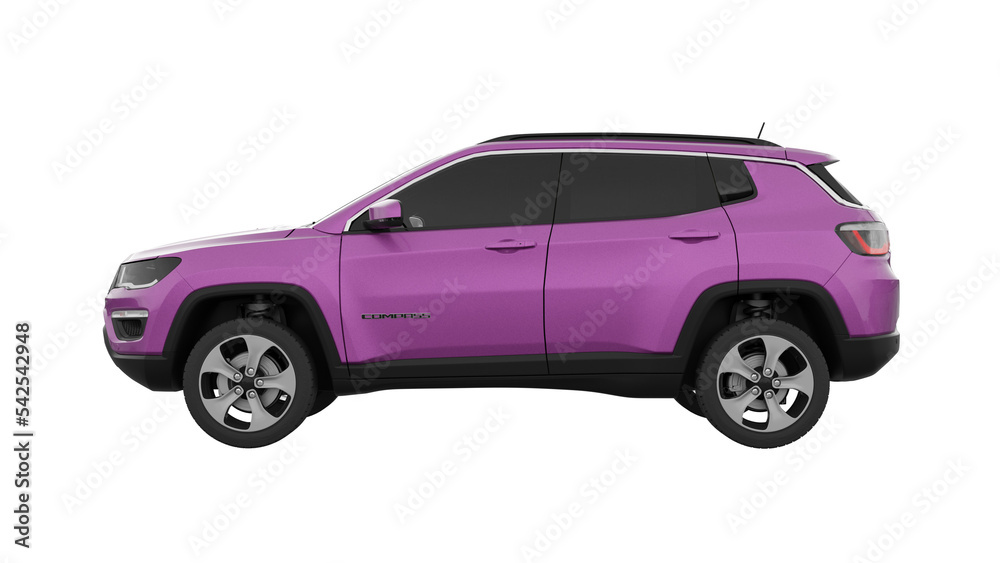 purple JEEP COMPASS, side view, 3d rendering of PNG transparent car ...