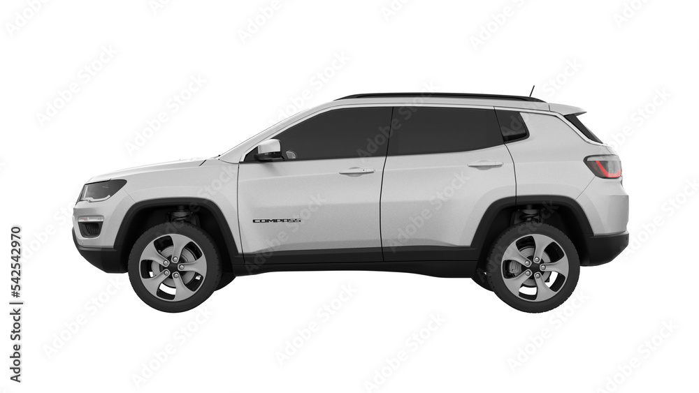 pearl JEEP COMPASS, side view, 3d rendering of PNG transparent car ...