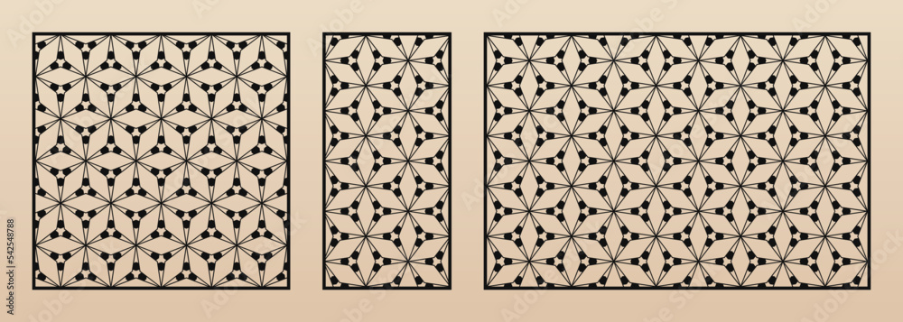 Laser cut patterns. Vector set of modern geometric ornament, abstract ...