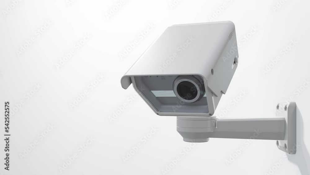 CCTV camera security installed on white background. Scan the area for ...