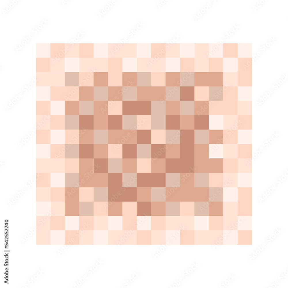 Censor blur effect checkered texture. Skin tone colored pixel mosaic ...
