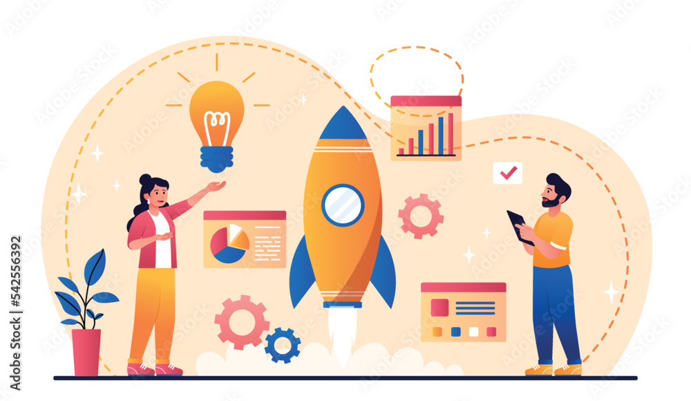 Planning growing business. Man and woman evaluating graphs and diagrams ...