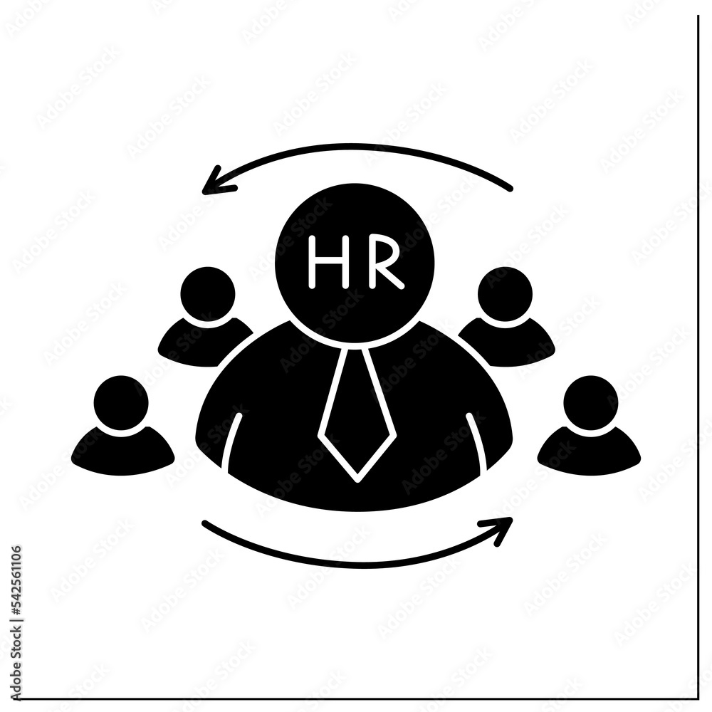 HR manager glyph icon.Human resources controller. Plan, direct and ...