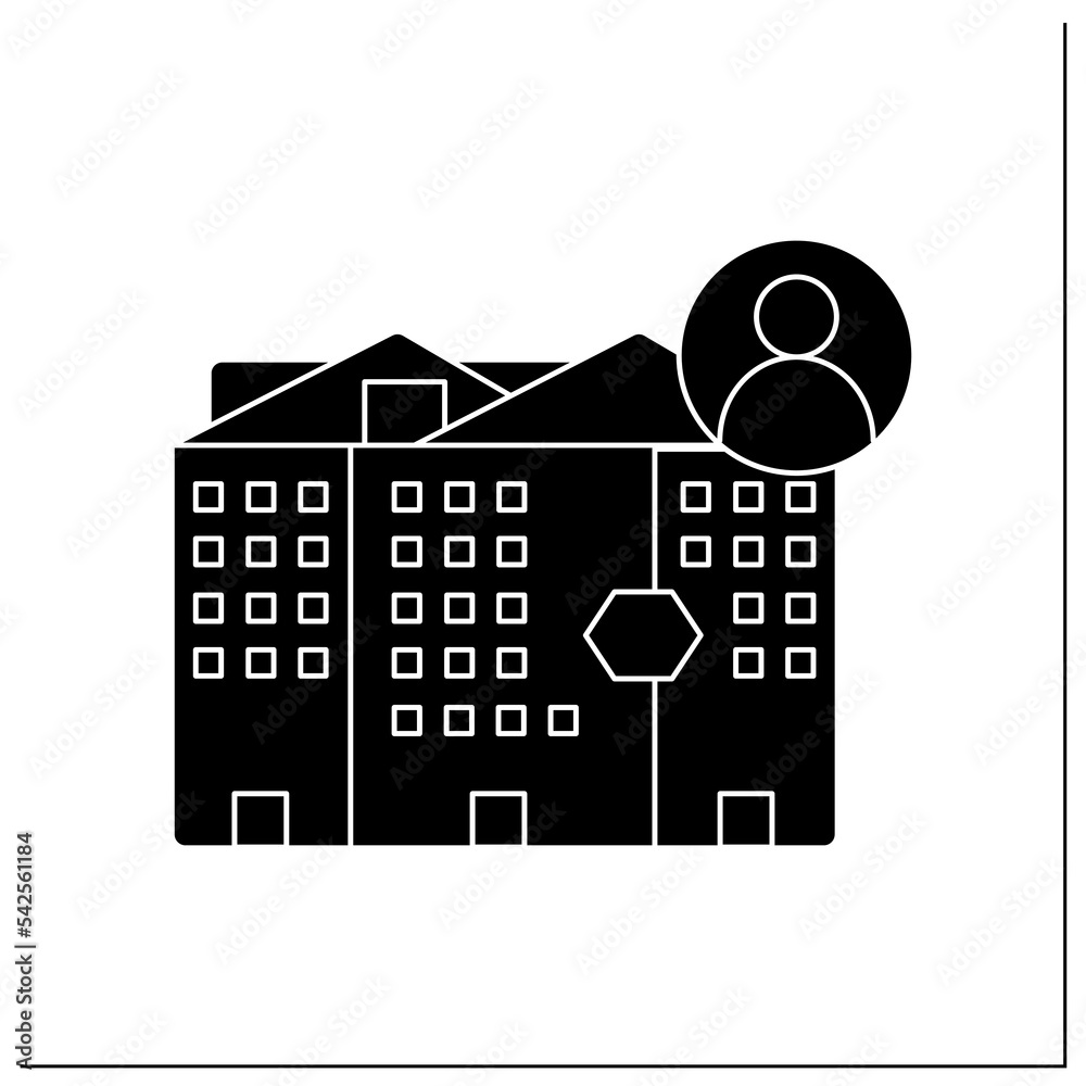 Skyscraper glyph icon.Modern architecture building. Concept of business ...