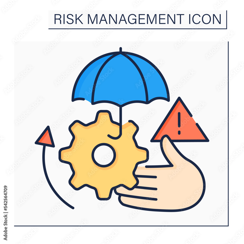 Risk transfer color icon. Potential loss shifted to third party. Takes ...