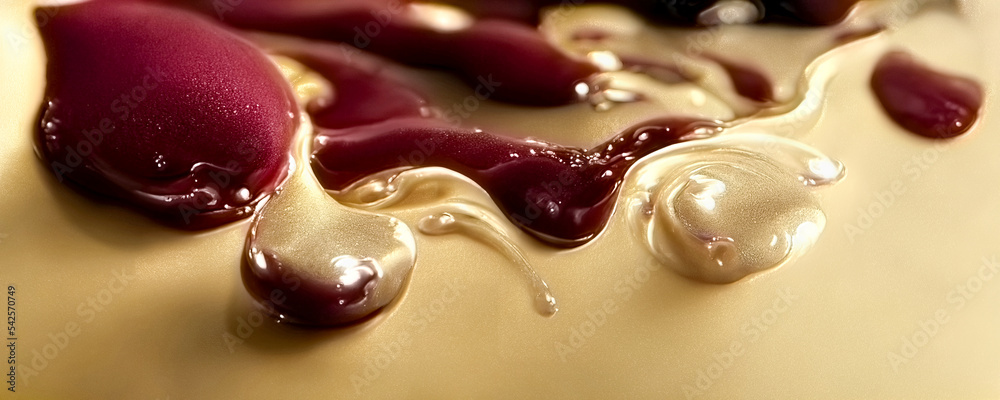 Luxury colorful flow background. Liquid sticky gold and dark burgundy ...