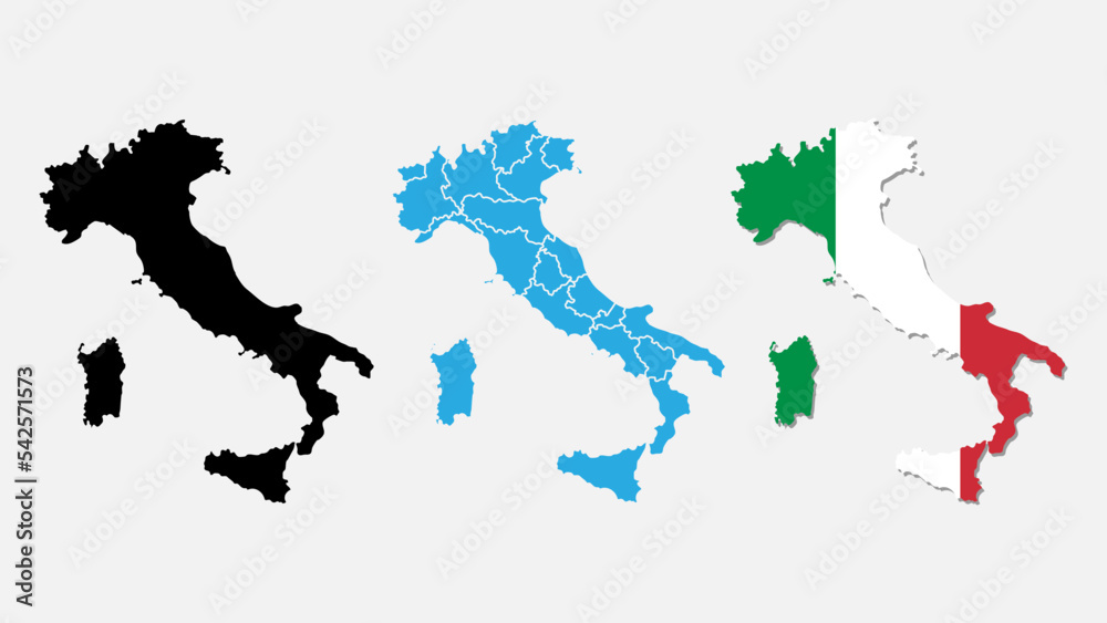 Italy maps. Italy maps vectors in a different color. Vector ...