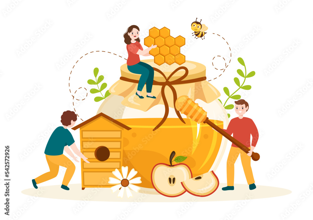 Honey Shop with a Natural Useful Product Jar, Bee or Honeycombs to be ...