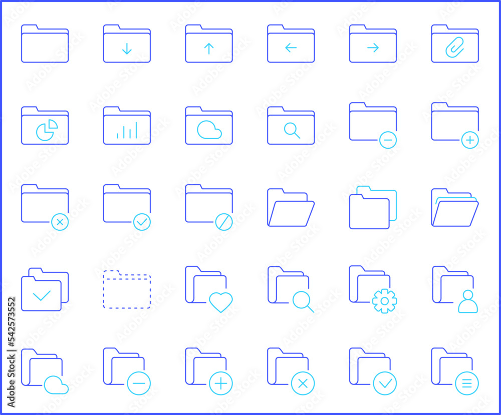 Simple Set of folder Related Vector Line Icons. Vector collection of ...