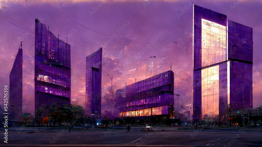 complex of office buildings illustration. The facade of the building in ...