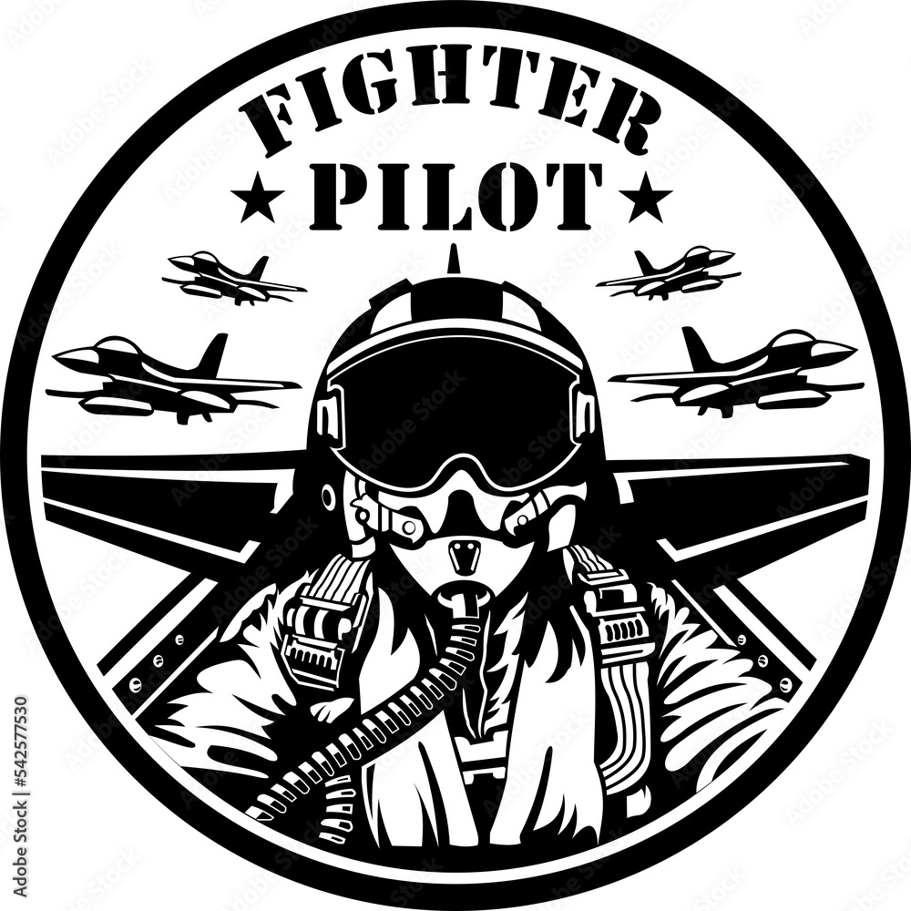 fighter pilot vector design isolated on white background Stock ...