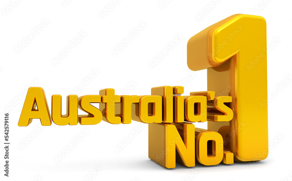 Australia's number one 3d isolated on white background. Shiny Number ...