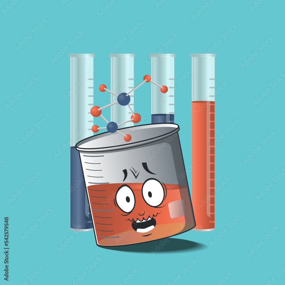 flat beaker cartoon character with an angry facial expression Stock ...