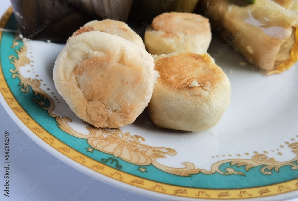 Indonesian traditional food originating from Jogja Bakpia. flat round ...