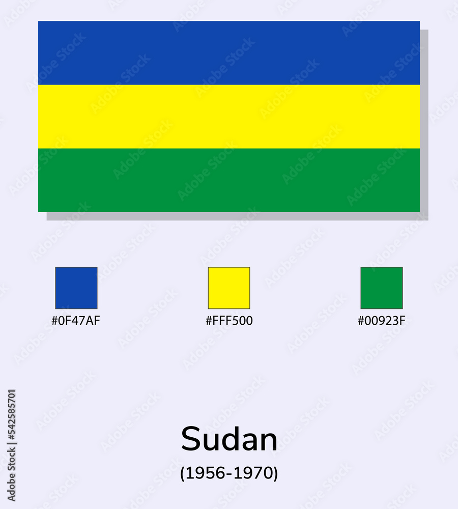 Vector Illustration of Sudan (1956-1970) flag isolated on light blue ...