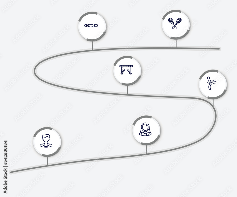 infographic element with sport avatars outline icons. included lacrosse ...