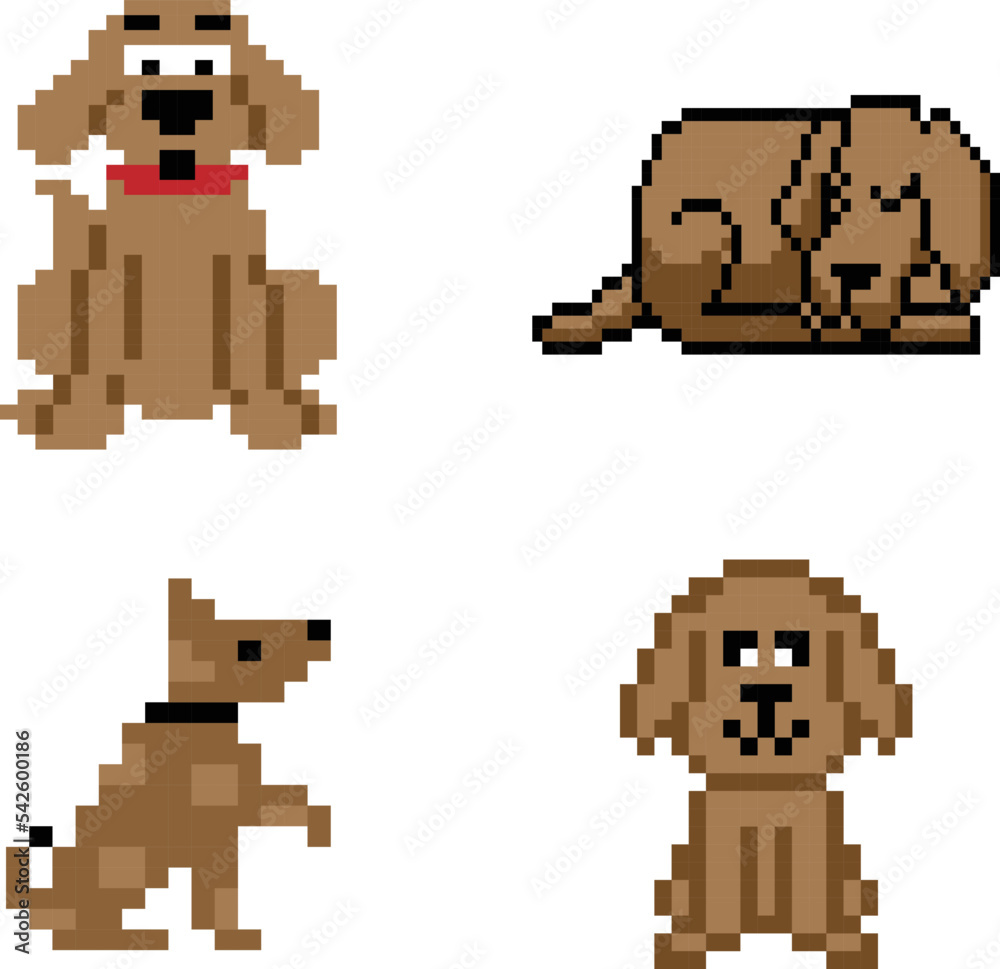 dog Pixel Art isolated on white Background. bit icon. Vector ...