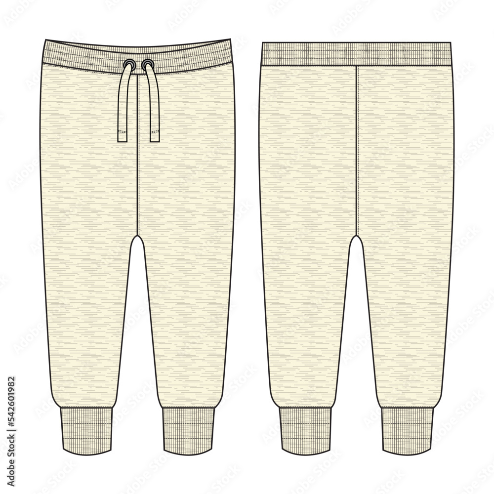 Fleece fabric Jogger Sweatpants technical fashion flat sketch vector ...