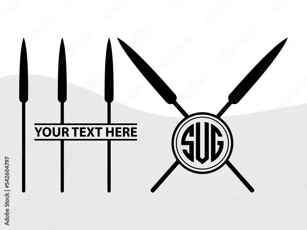 Spear SVG, Spear Monogram, Weapon Silhouette, Pike Weapon Svg, Sparta ...