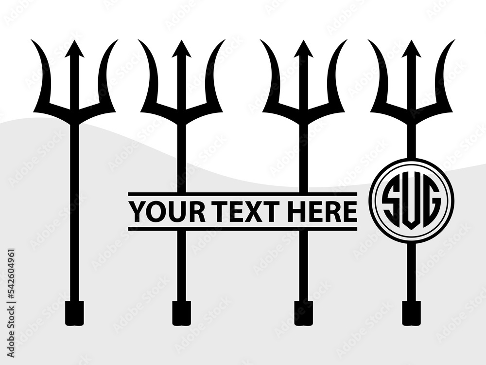 Trident SVG Cut Files, Trident Monogram, Pitchfork Silhouette, Trident ...