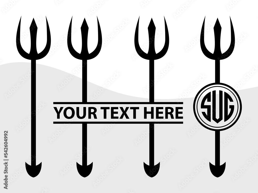 Trident SVG Cut Files, Trident Monogram, Pitchfork Silhouette, Trident ...