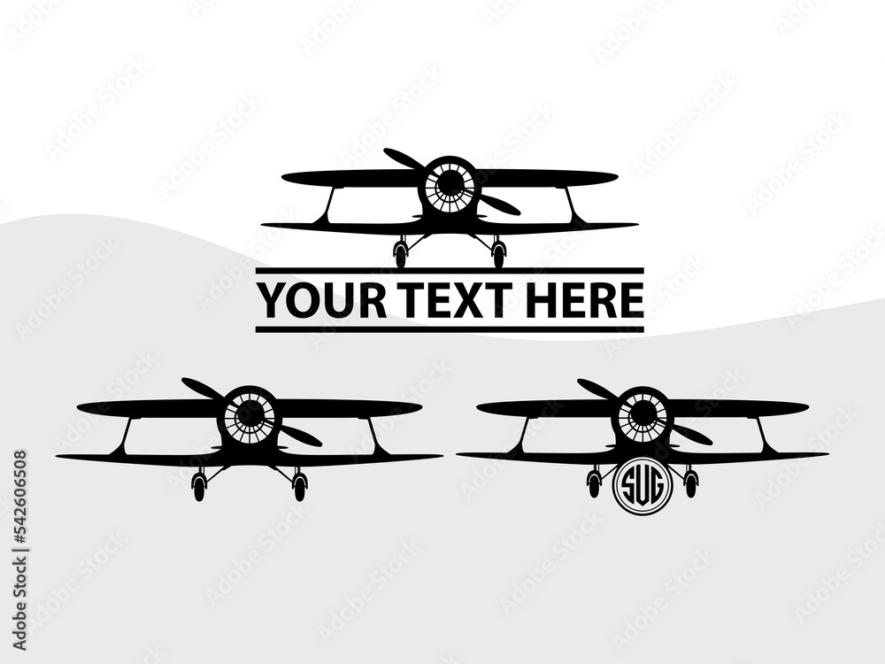 Biplane SVG, Biplane Monogram, Biplane Silhouette, Plane Bundle ...
