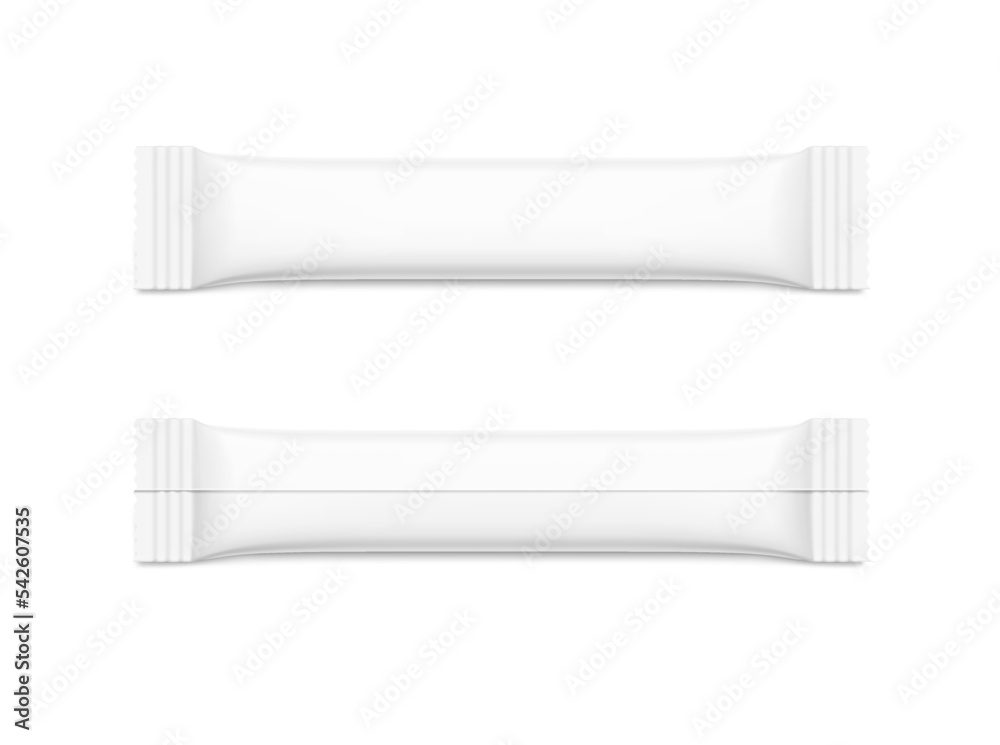 Blank stick package mockup set. Front and back view. Vector ...