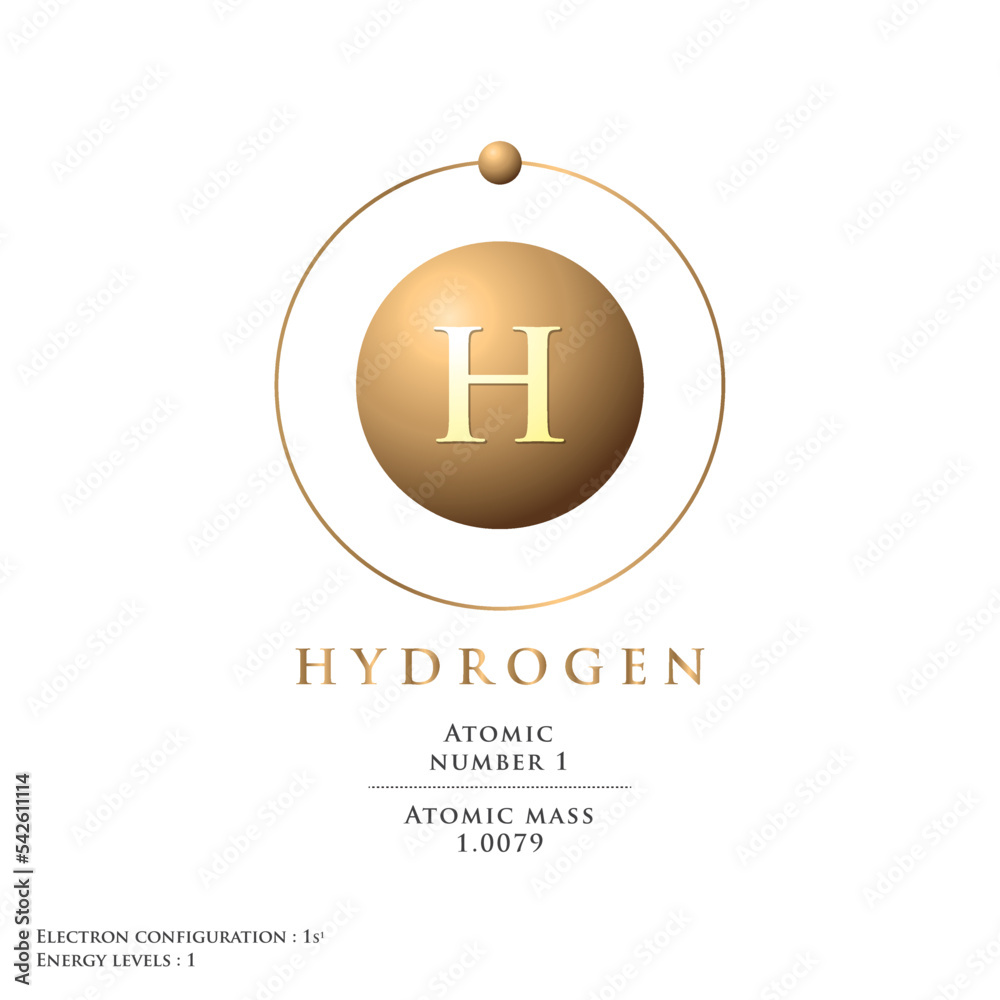 vector hydrogen atomic structure with atomic number electron ...