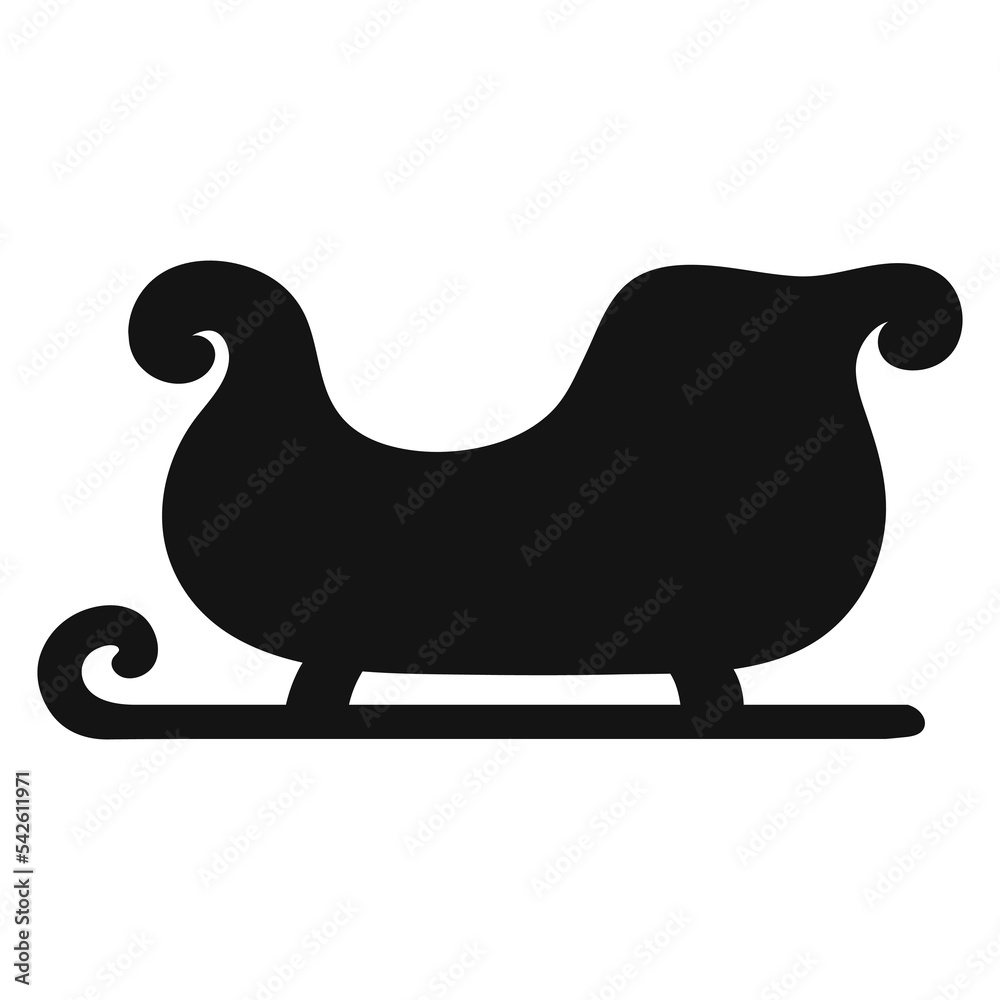 Christmas sleigh. Black silhouette. Vector illustration isolated on ...