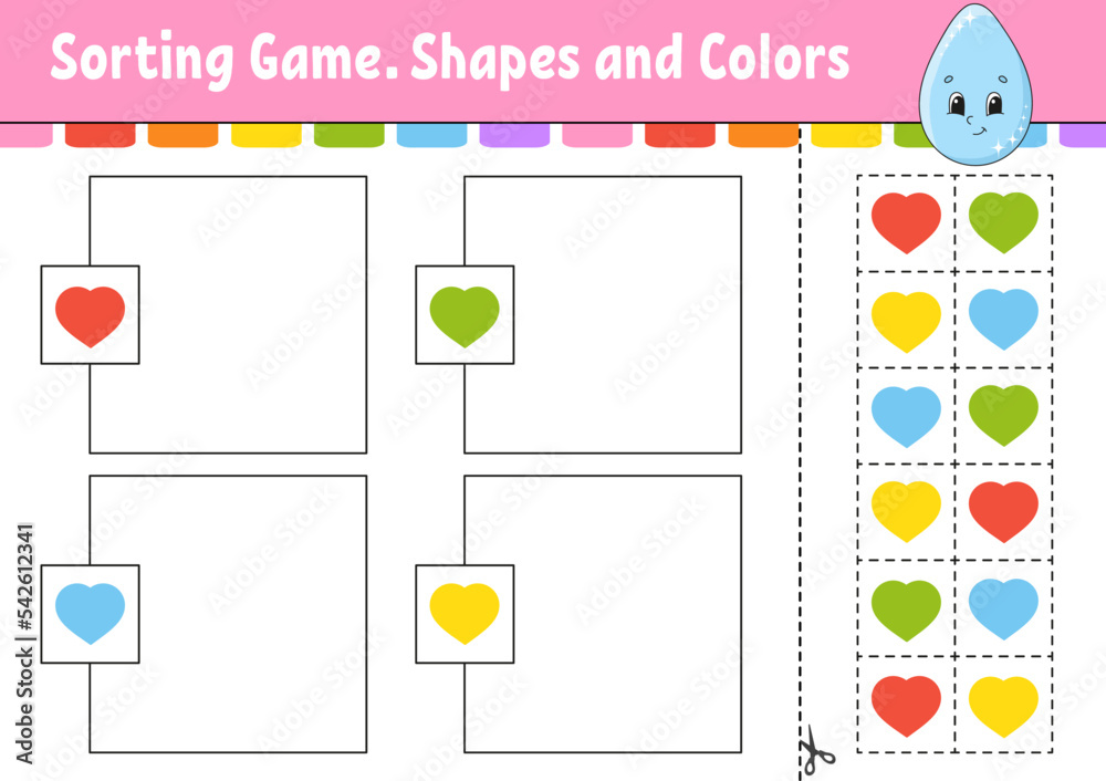 Vetor do Stock: Sorting game. Shapes and colors. Cut and glue ...
