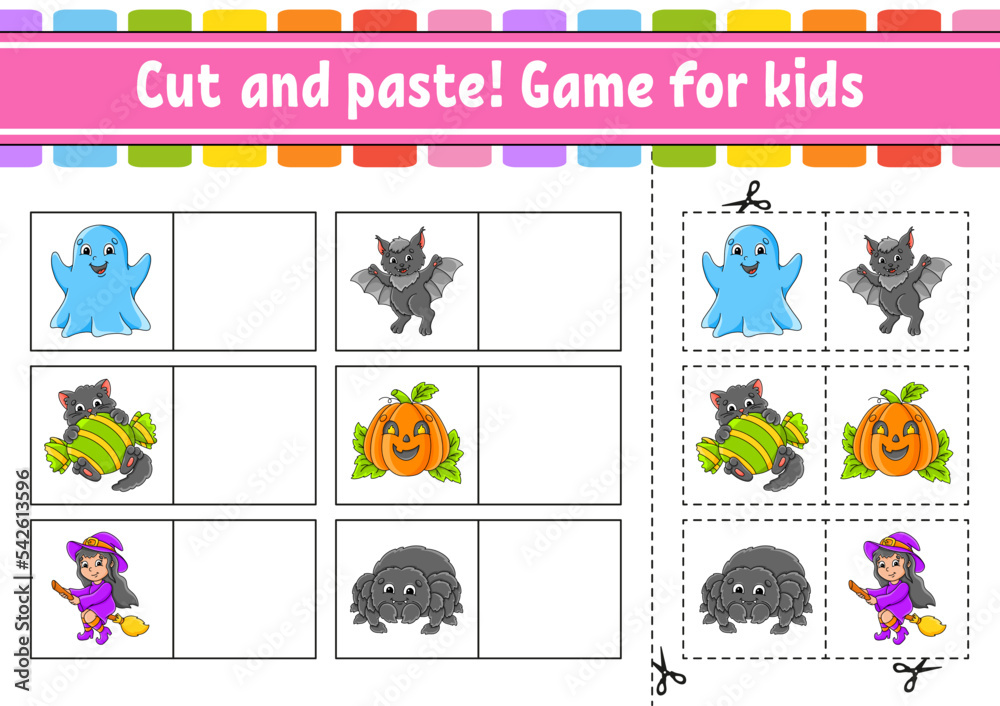 Cut and paste. Game for kids. Educational activity worksheet for kids ...