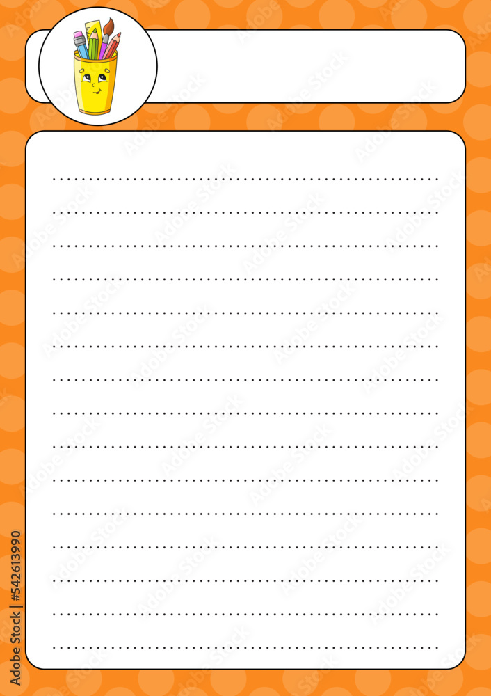 Lined sheet template. Handwriting paper. For diary, planner, checklist ...