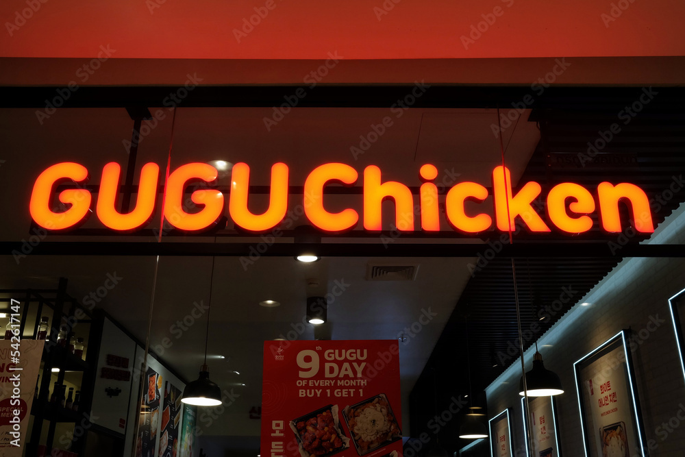 BANGKOK, THAILAND - JULY 13, 2021: GUGU Chicken Sign is famous Korean ...