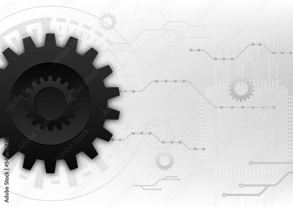 The black cog is placed on the left on the techcircle, on the right is ...