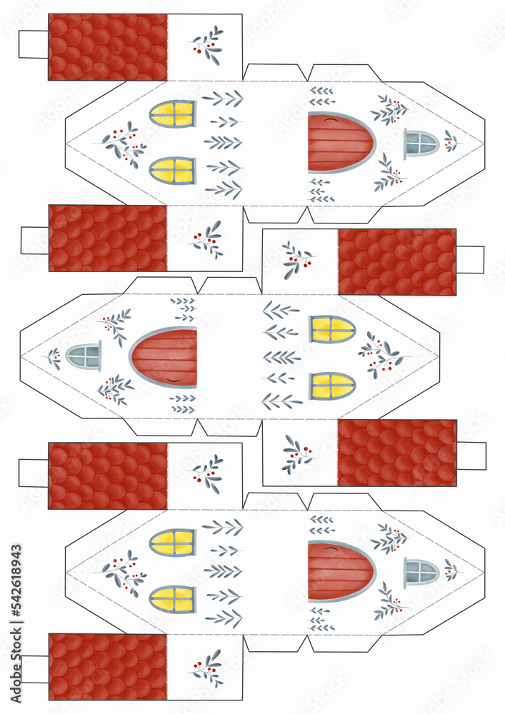 Cute Christmas houses for printing advent calendar, house template ...