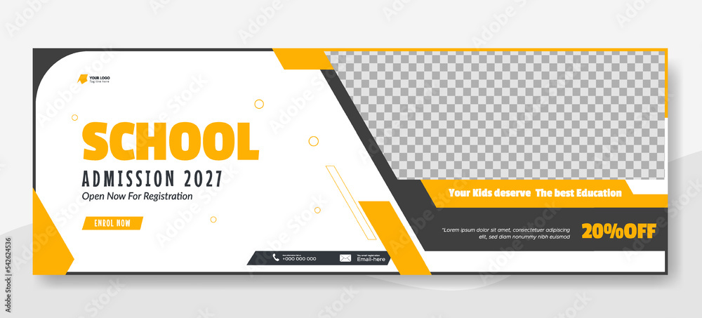 education school cover page design, web banner for school registration ...