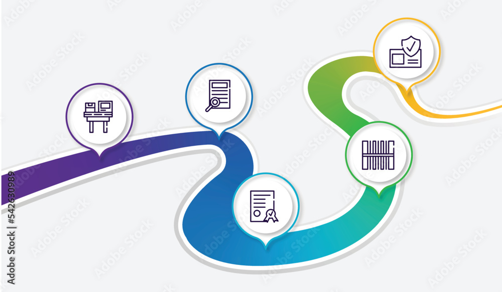 set of delivery and logistics outline icons with infographic template ...