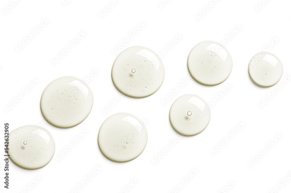 Drops of moisturizing gel or serum on a white background. Cosmetic ...