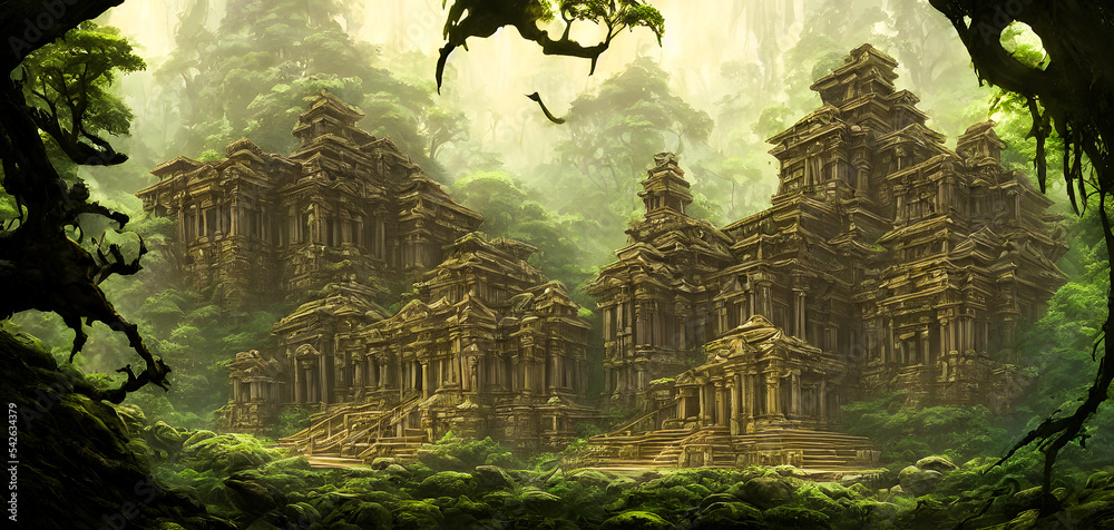 Artistic concept illustration of a historical temple, background ...